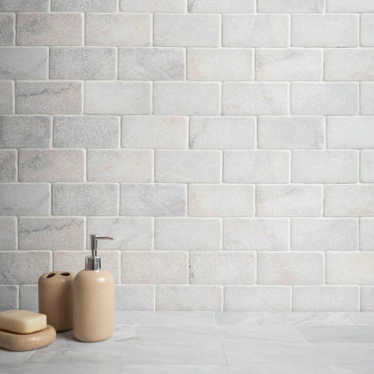 Tumbled White Marble Metro Tiles | Fast Delivery | Starel Stones