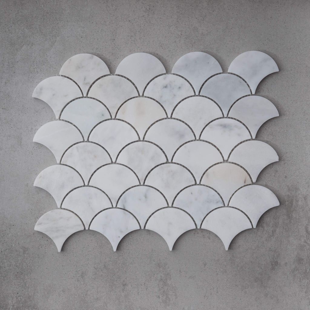 Calacatta Honed Marble Scallop Shell Mosaic Tiles | Fast Delivery ...