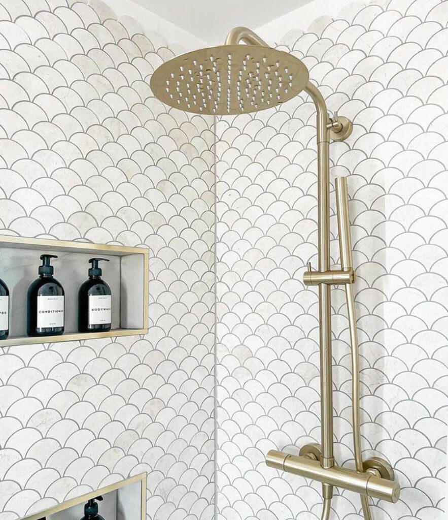 White Emperador Honed Marble Scallop Shell Mosaic Tiles | Fast Delivery ...