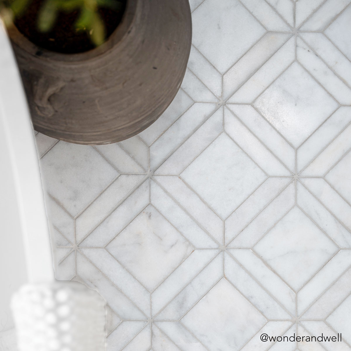 White Marble Mosaic Tile 1" Hexagon Carrara White Marble Mosaic Tile