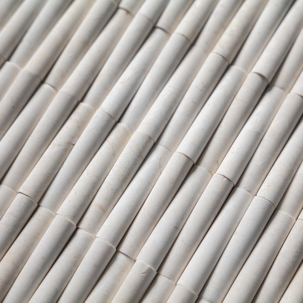 White Emperador Marble Bamboo Fluted Mosaic Tiles | Fast Delivery ...