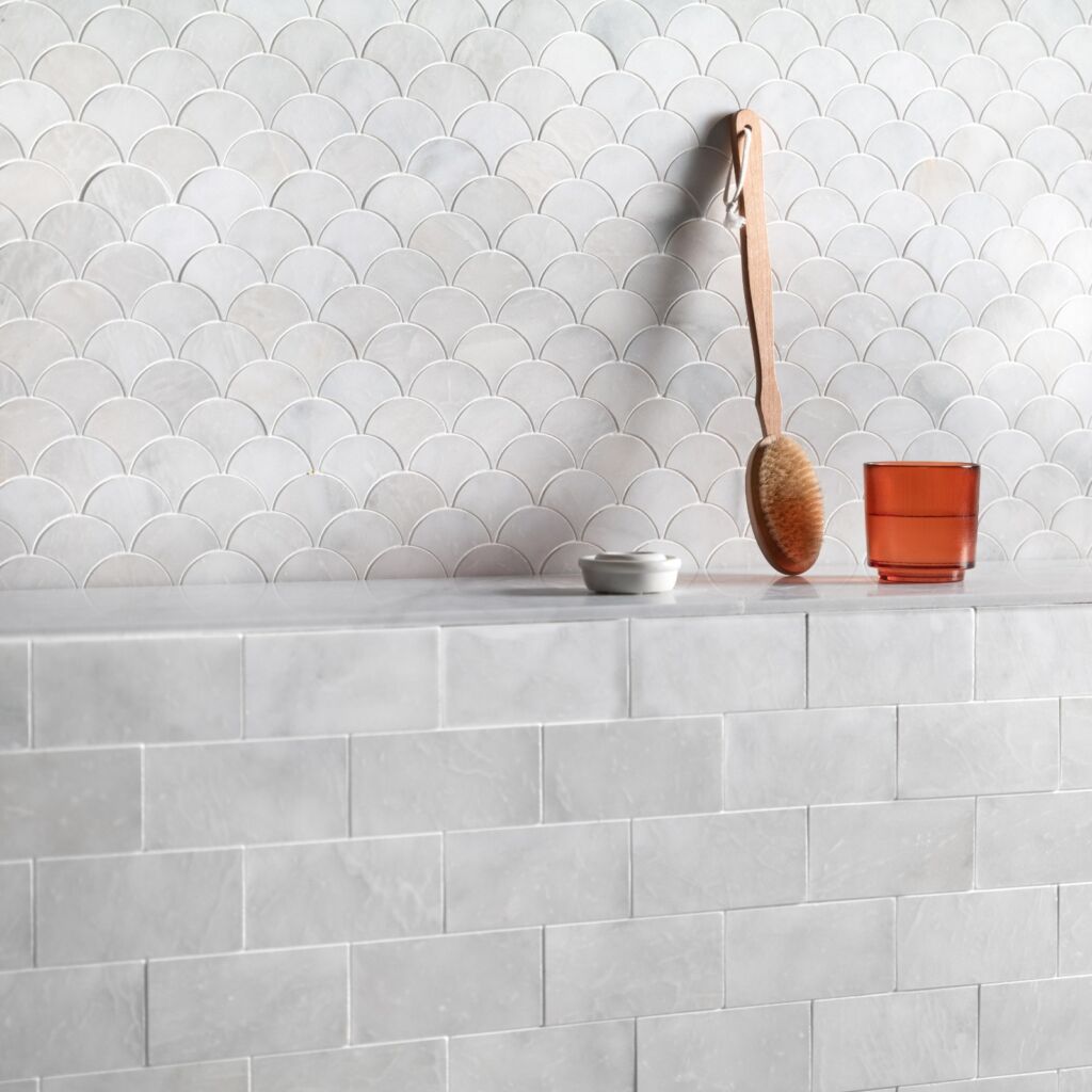 Calacatta Pearl Marble Scallop Shell Mosaic Tiles | Fast Delivery ...