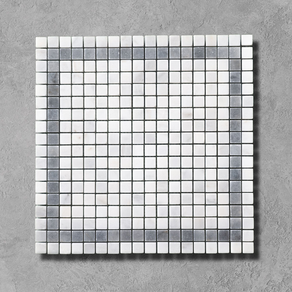 Calacatta & Bluestone Marble Frame Mini Mosaic | Fast Delivery | Starel ...