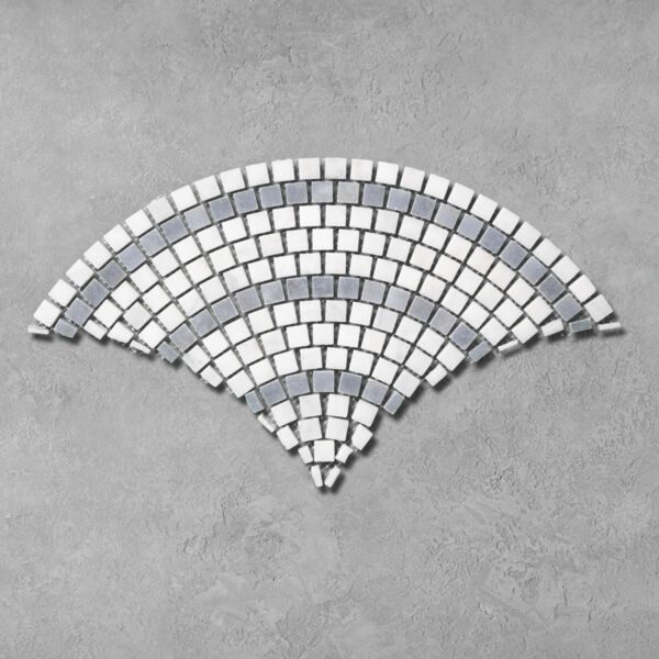 Calacatta & Bluestone Marble Fan Scallop Mosaic Tiles | Fast Delivery ...