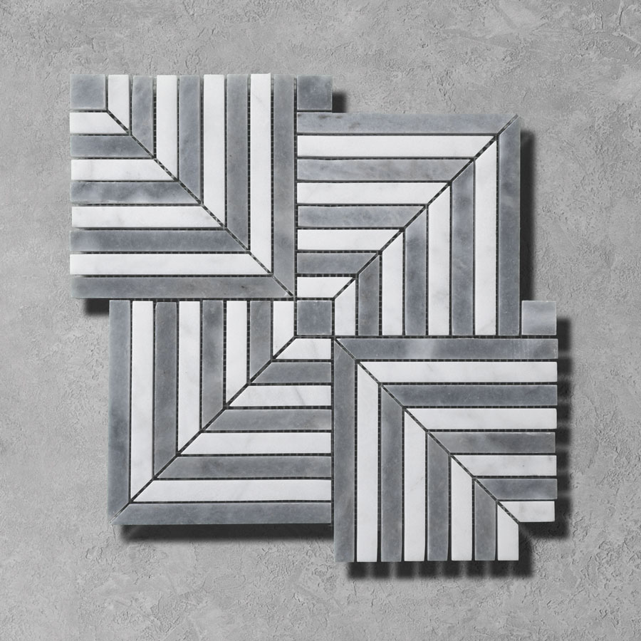 Calacatta & Bluestone Marble Maze Mosaic | Fast Delivery | Starel Stones