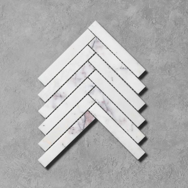 Calacatta Lilac Marble Long Herringbone Mosaic | Fast Delivery | Starel Stones