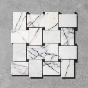Calacatta Lilac Marble Large Basket Mosaic Tile | Fast Delivery ...