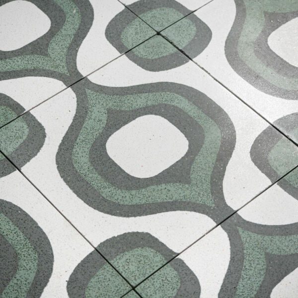 Teardrop Green Encaustic Cement Tiles | Fast Delivery | Starel Stones