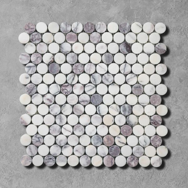 Calacatta Lilac Marble Penny Round Mosaic | Fast Delivery | Starel Stones