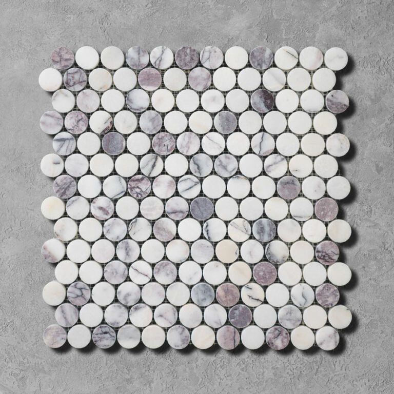 Calacatta Lilac Marble Penny Round Mosaic | Fast Delivery | Starel Stones