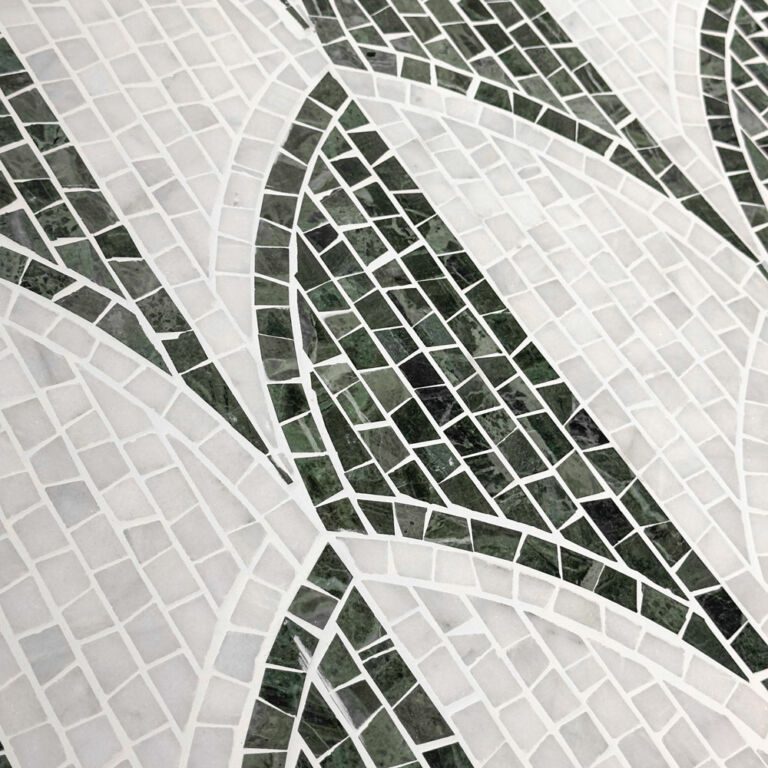 Calacatta & Verde Shield Fan Mosaic | Fast Delivery | Starel Stones