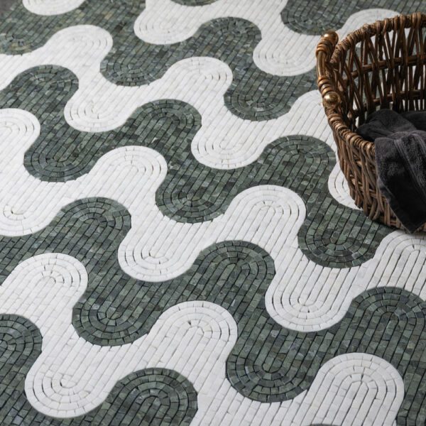Verde Green Marble Wave Mosaic | Fast Delivery | Starel Stones