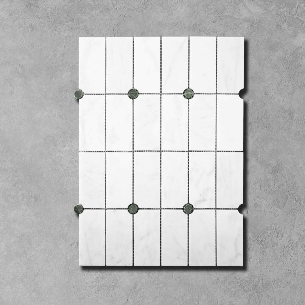 Calacatta White & Verde Green Rivet Mosaic | Fast Delivery | Starel Stones