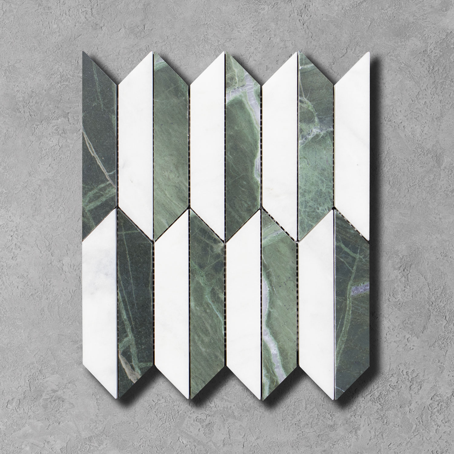 Calacatta Verde Marble Picket Mosaic Tiles | Fast Delivery | Starel Stones