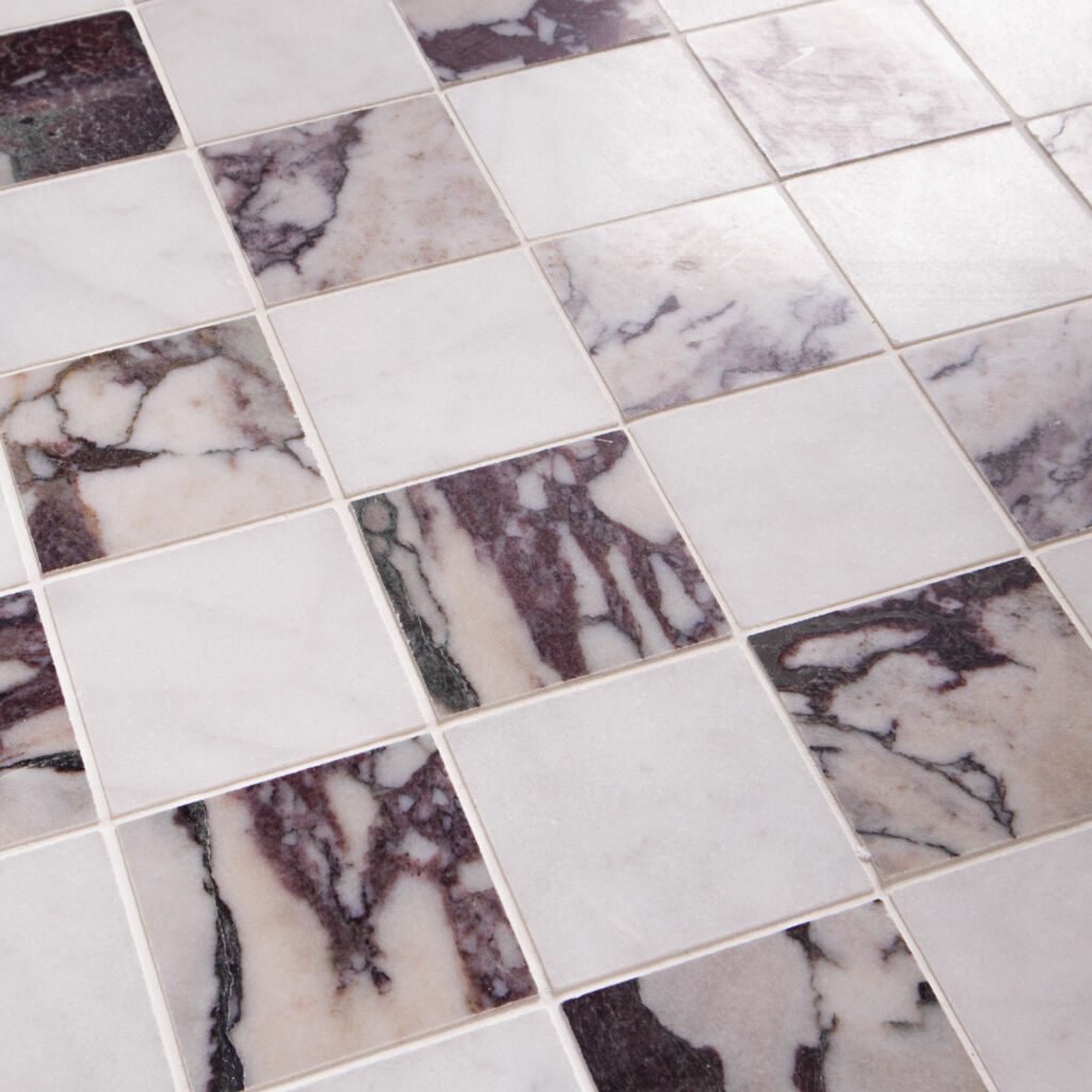 Arabescato Viola Marble Checkerboard Mosaic Tiles | Fast Delivery ...