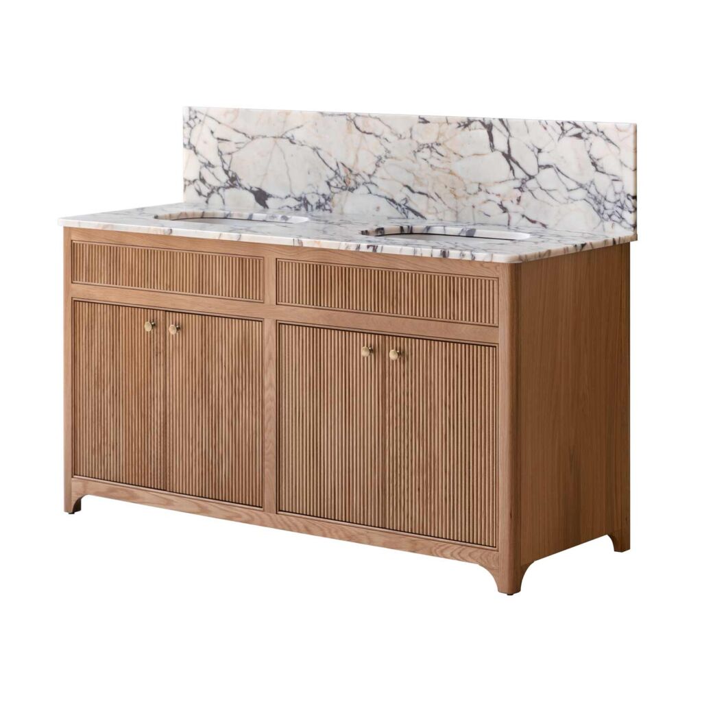 Roma Oak Vanity Unit Marble Top 156cm | Fast Delivery | Starel Stones