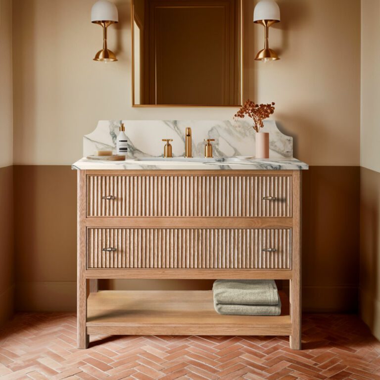 Milano Oak Vanity Unit Marble Top 100cm | Fast Delivery | Starel Stones