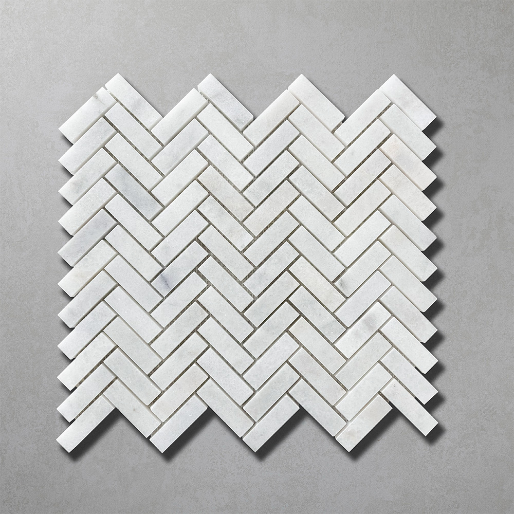 White Marble Slim Herringbone Mosaic Tiles | Fast Delivery | Starel Stones