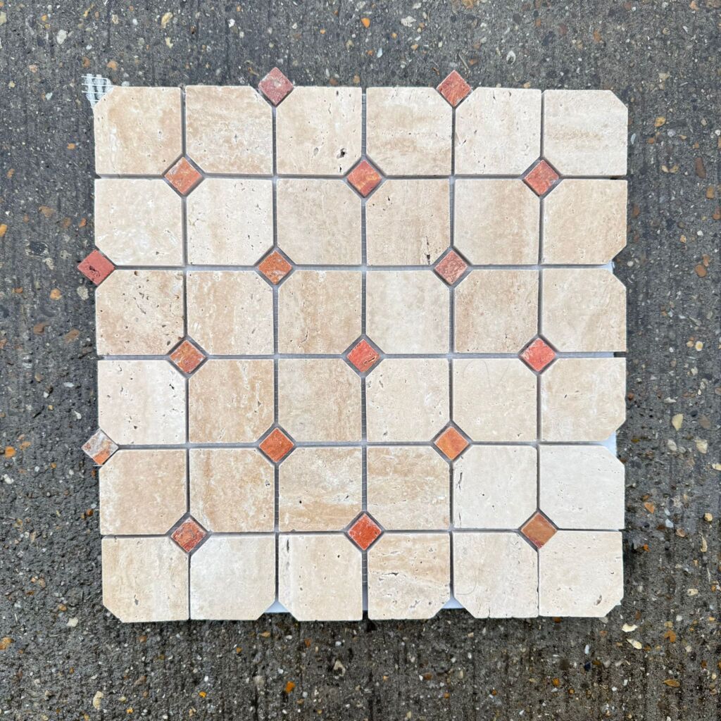 Octagon Walnut Travertine Marble Mosaic Tumbled 6m² | Fast Delivery ...